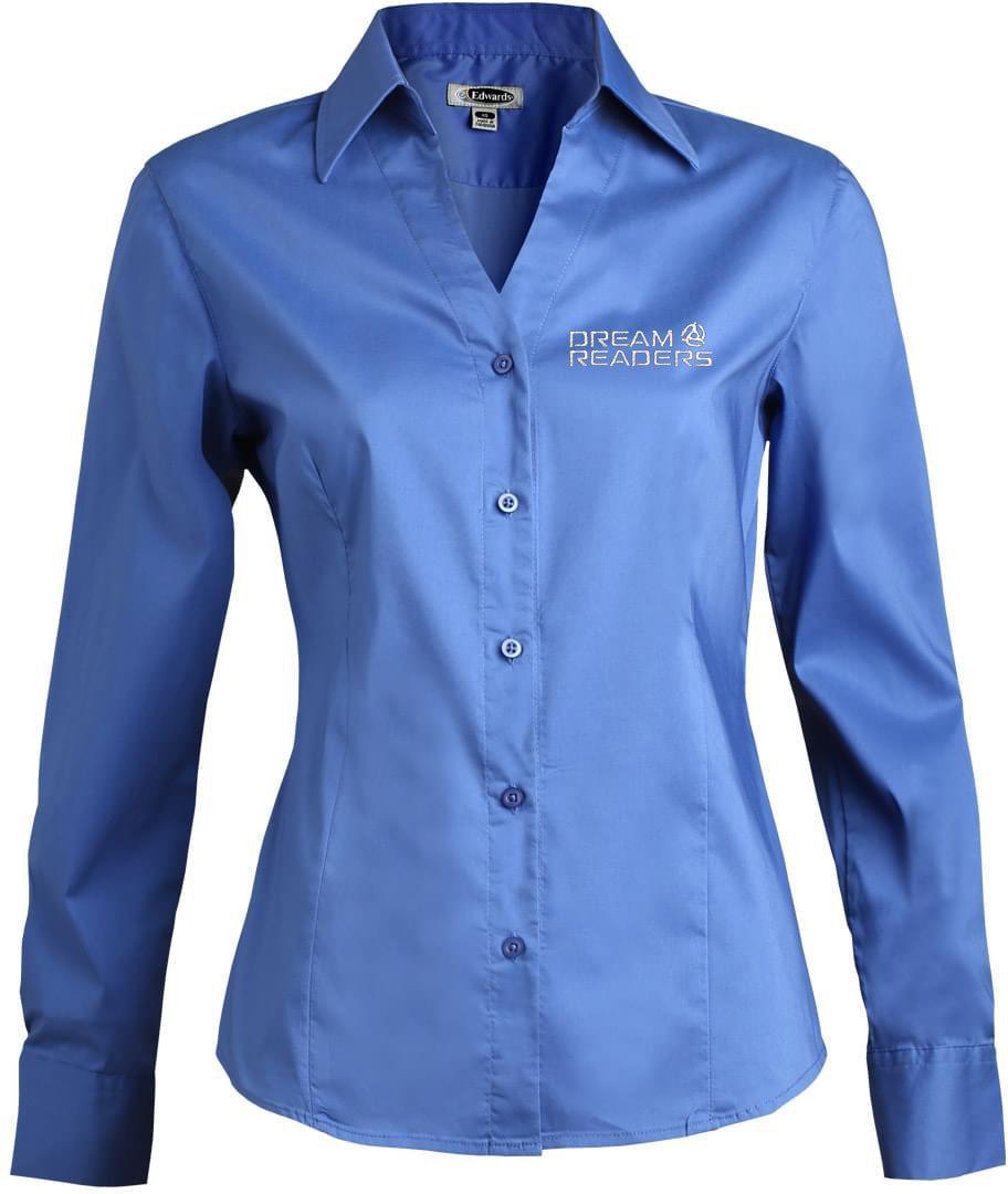Edwards Ladies Tailored V Neck Stretch Blouse Long Sleeve 5034 with ...