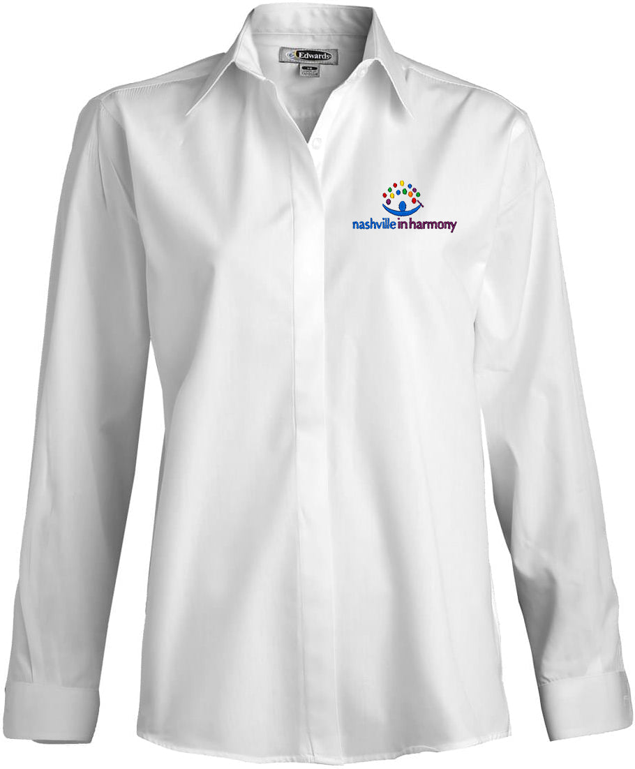 Edwards Ladies Cafe Shirt Long Sleeve 5290 with Custom Embroidery