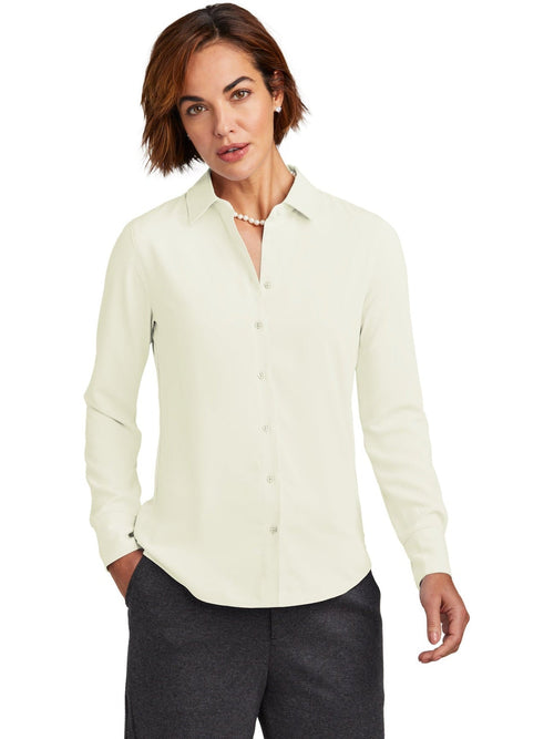 Brooks Brothers Women's Full-Button Satin Blouse With Custom Embroidery ...