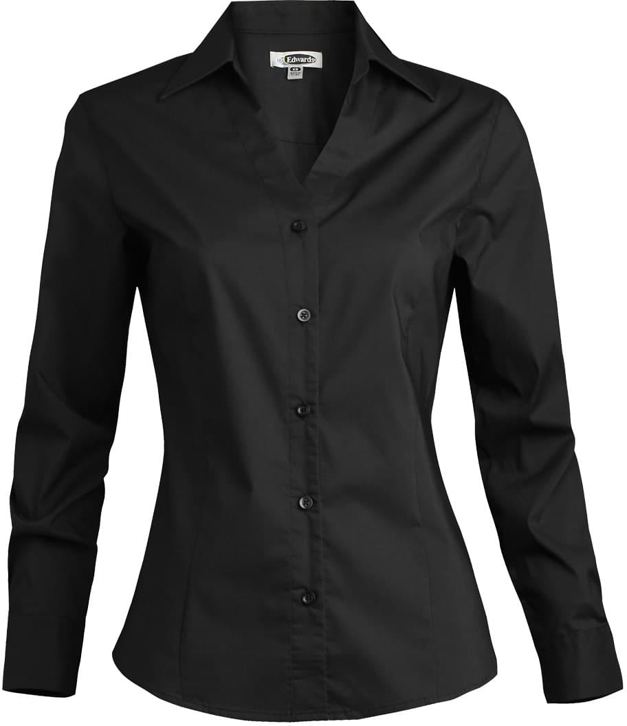 Edwards Ladies Tailored V Neck Stretch Blouse Long Sleeve 5034 with ...