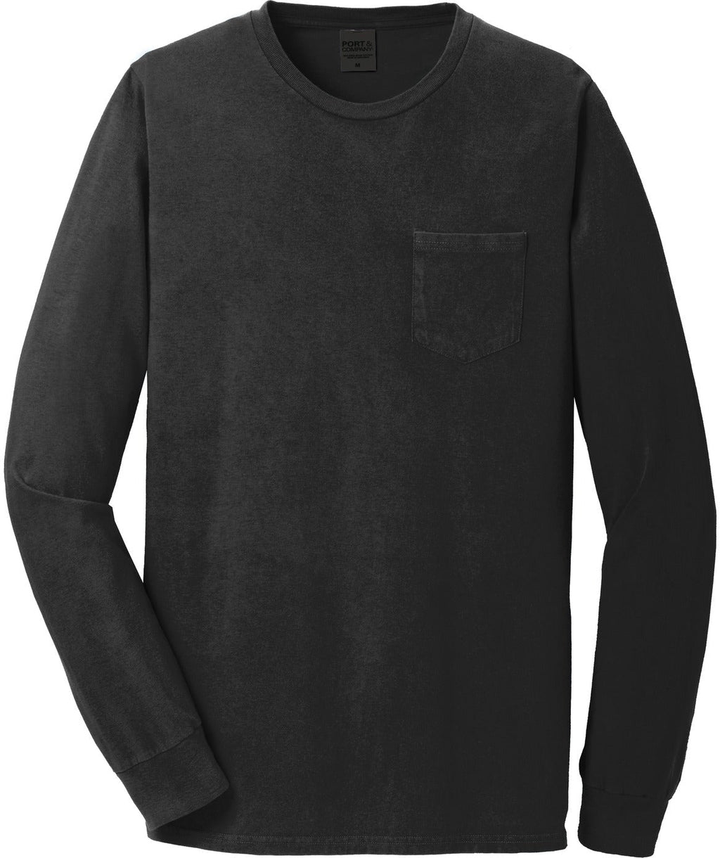 CLOSEOUT - Port & Company Beach Wash Garment-Dyed Long Sleeve Pocket T
