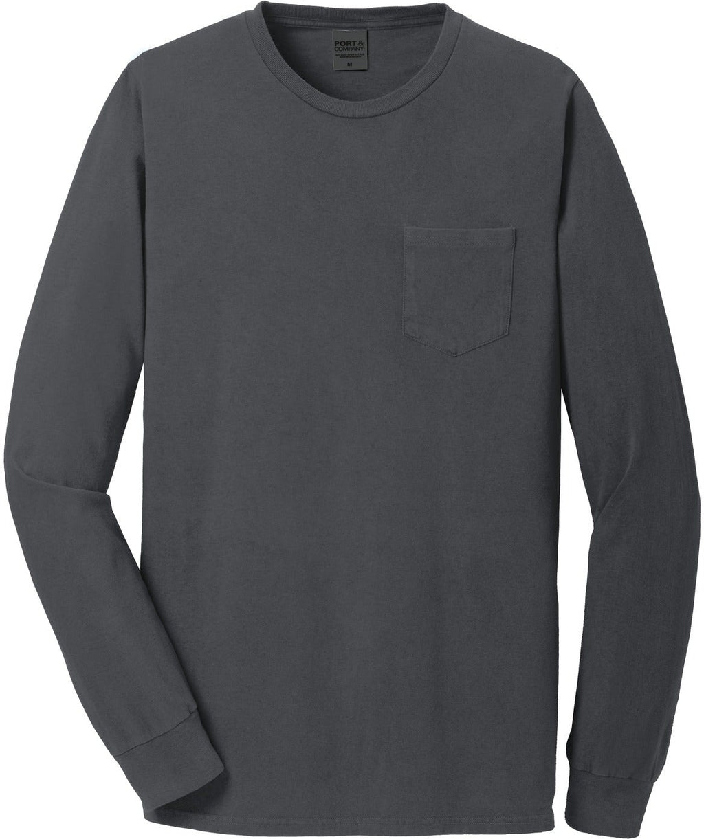CLOSEOUT - Port & Company Beach Wash Garment-Dyed Long Sleeve Pocket T
