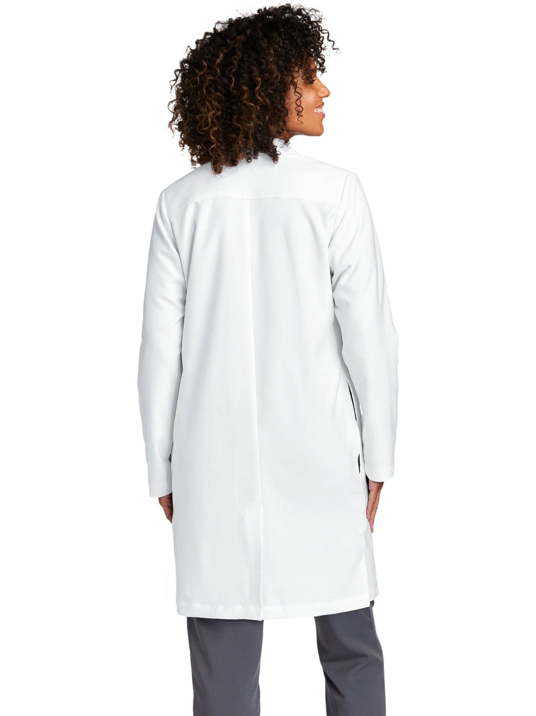 WonderWink Ladies Long Lab Coat with custom logo embroidery| Thread Logic
